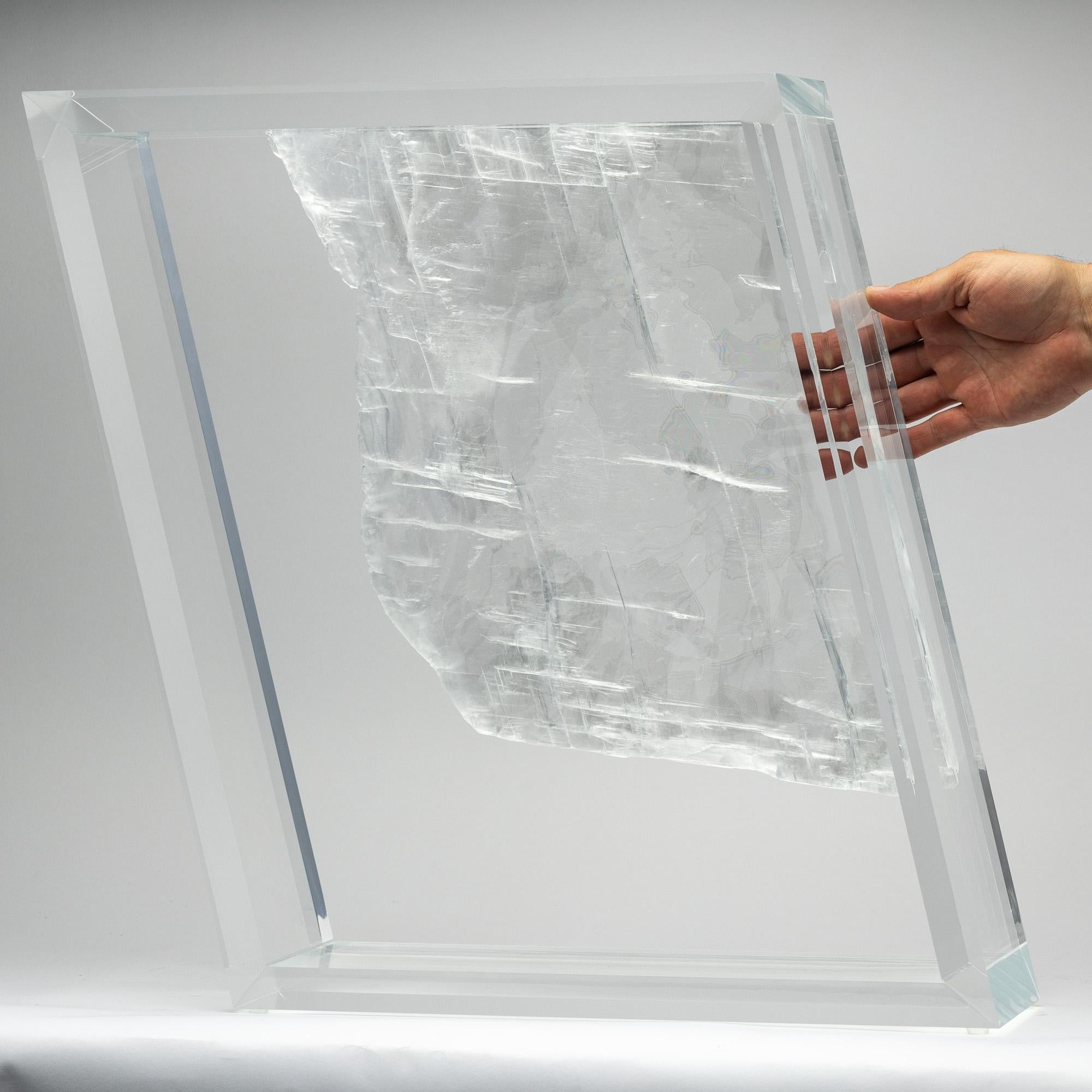 Selenite mounted in original design acrylic base For Sale at 1stDibs