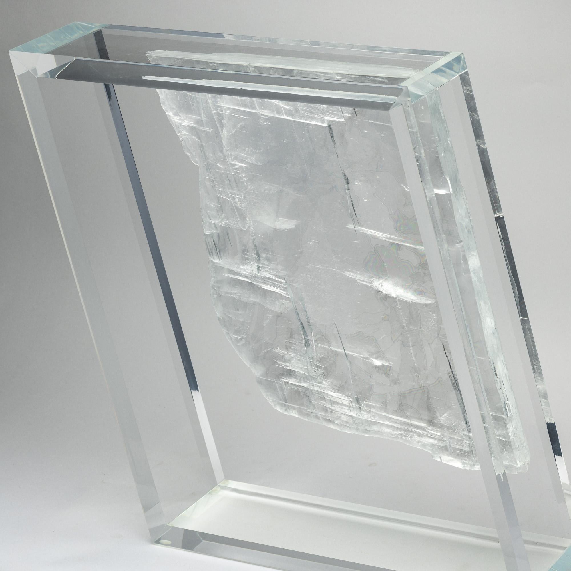 Selenite mounted in original design acrylic base For Sale at 1stDibs