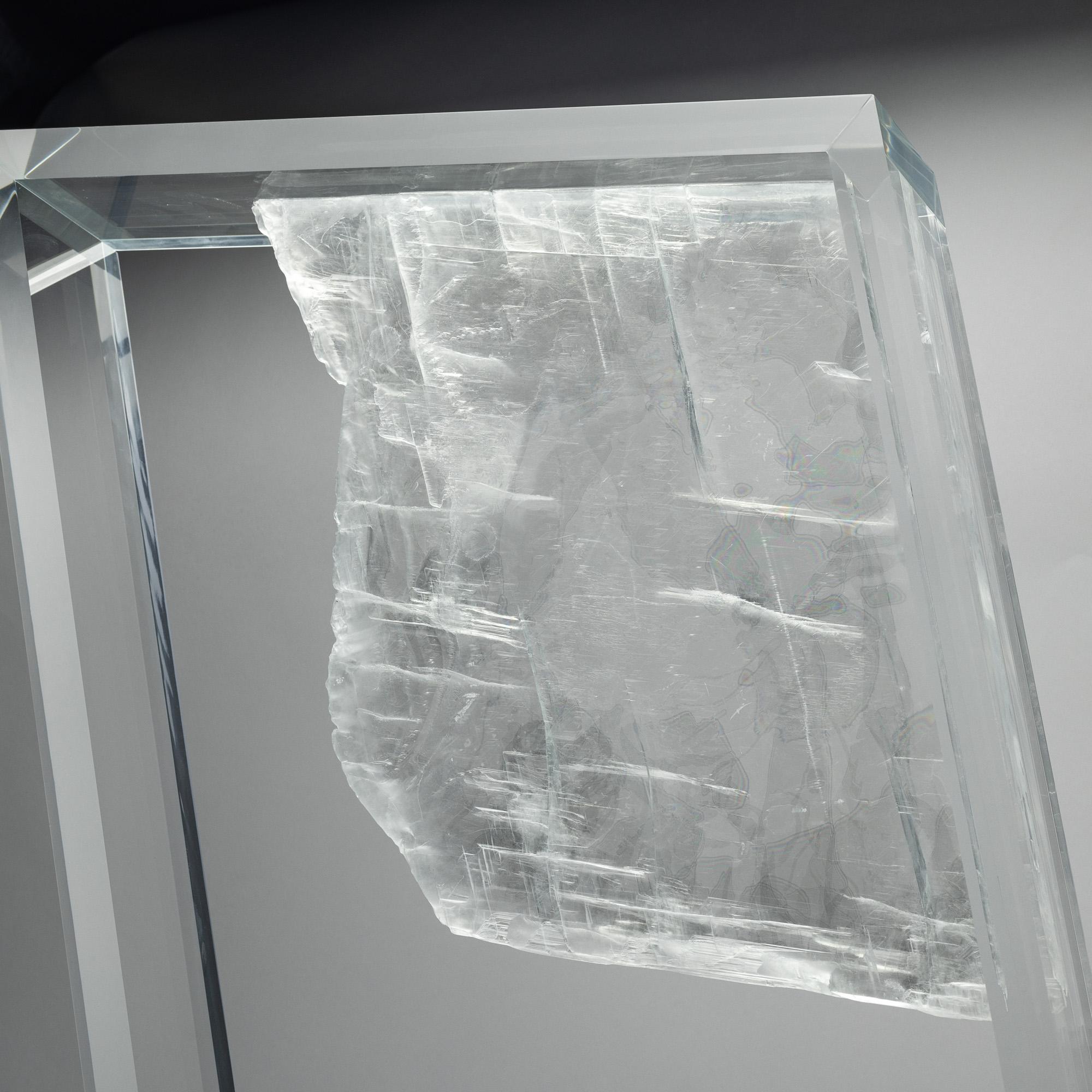 Selenite mounted in original design acrylic base For Sale at 1stDibs