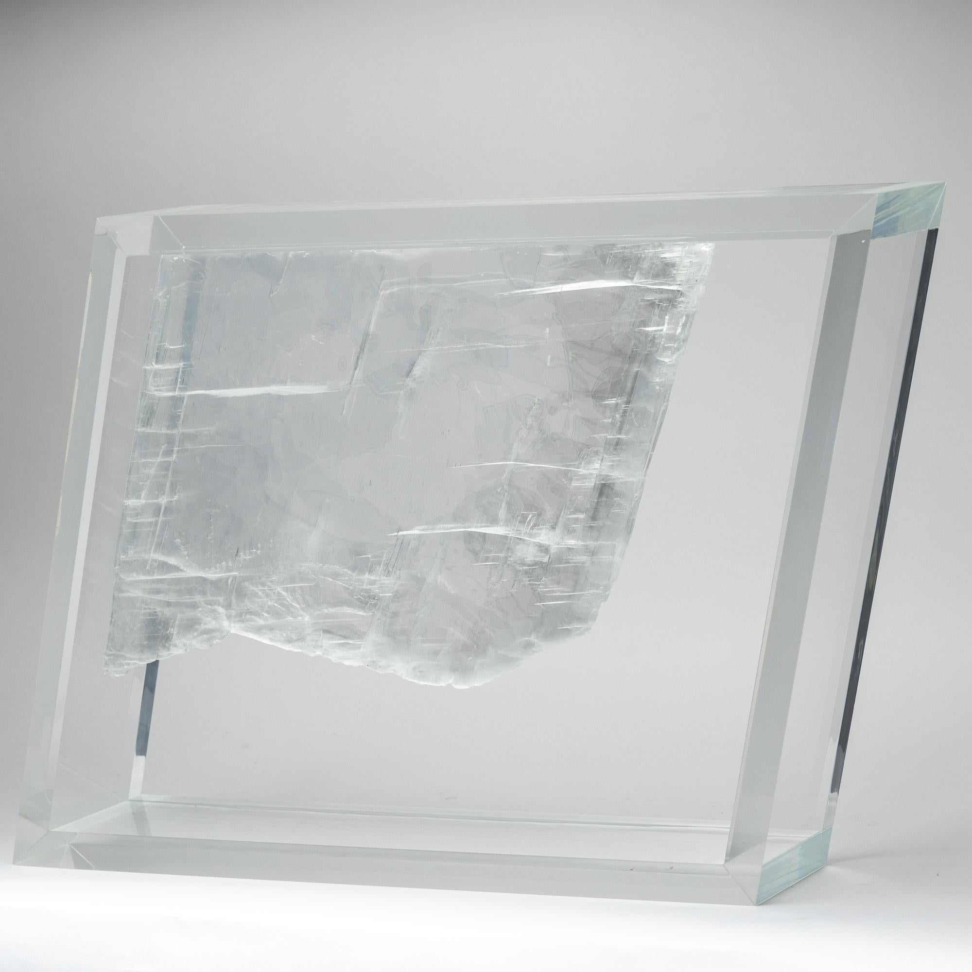 Selenite mounted in original design acrylic base For Sale at 1stDibs