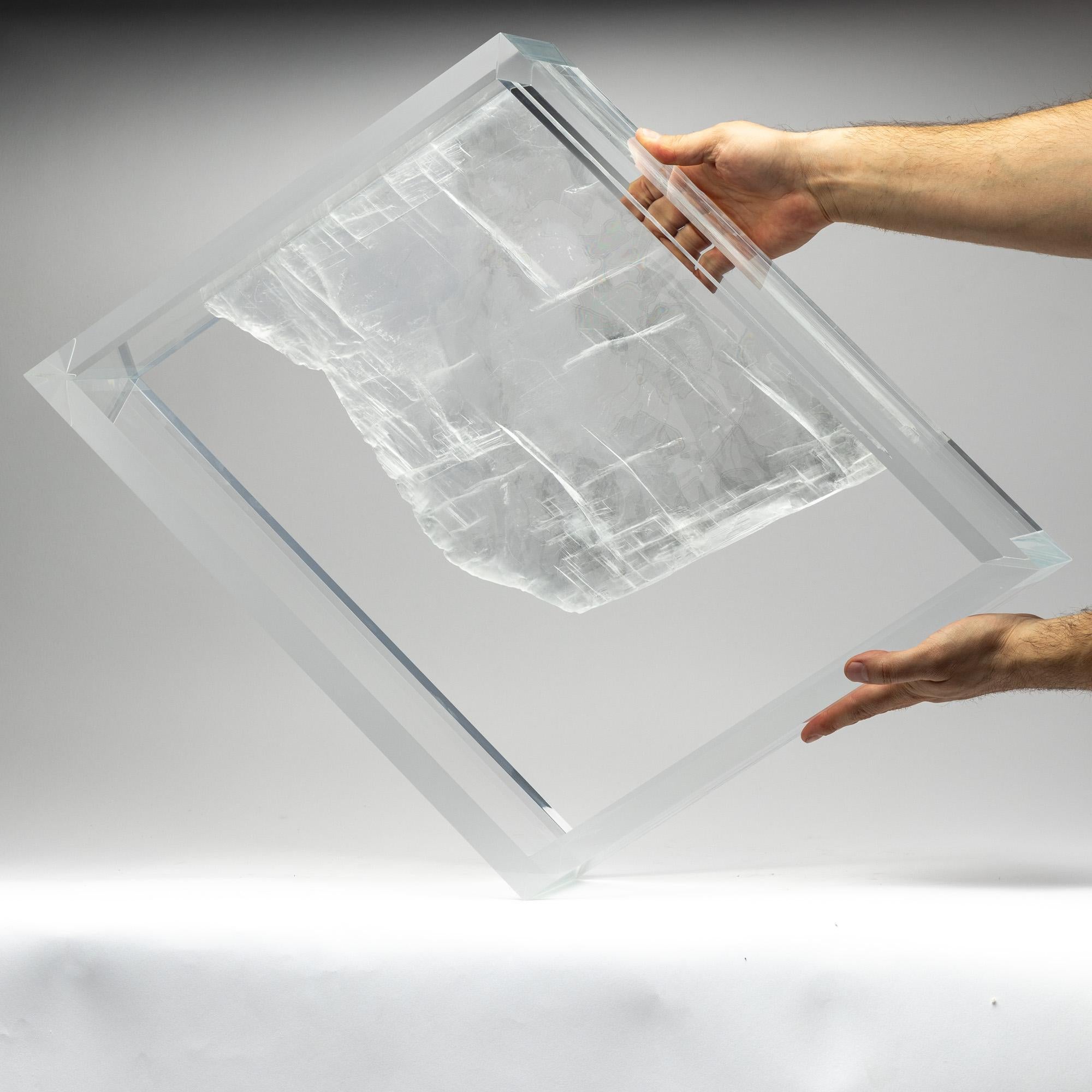 Selenite mounted in original design acrylic base For Sale at 1stDibs