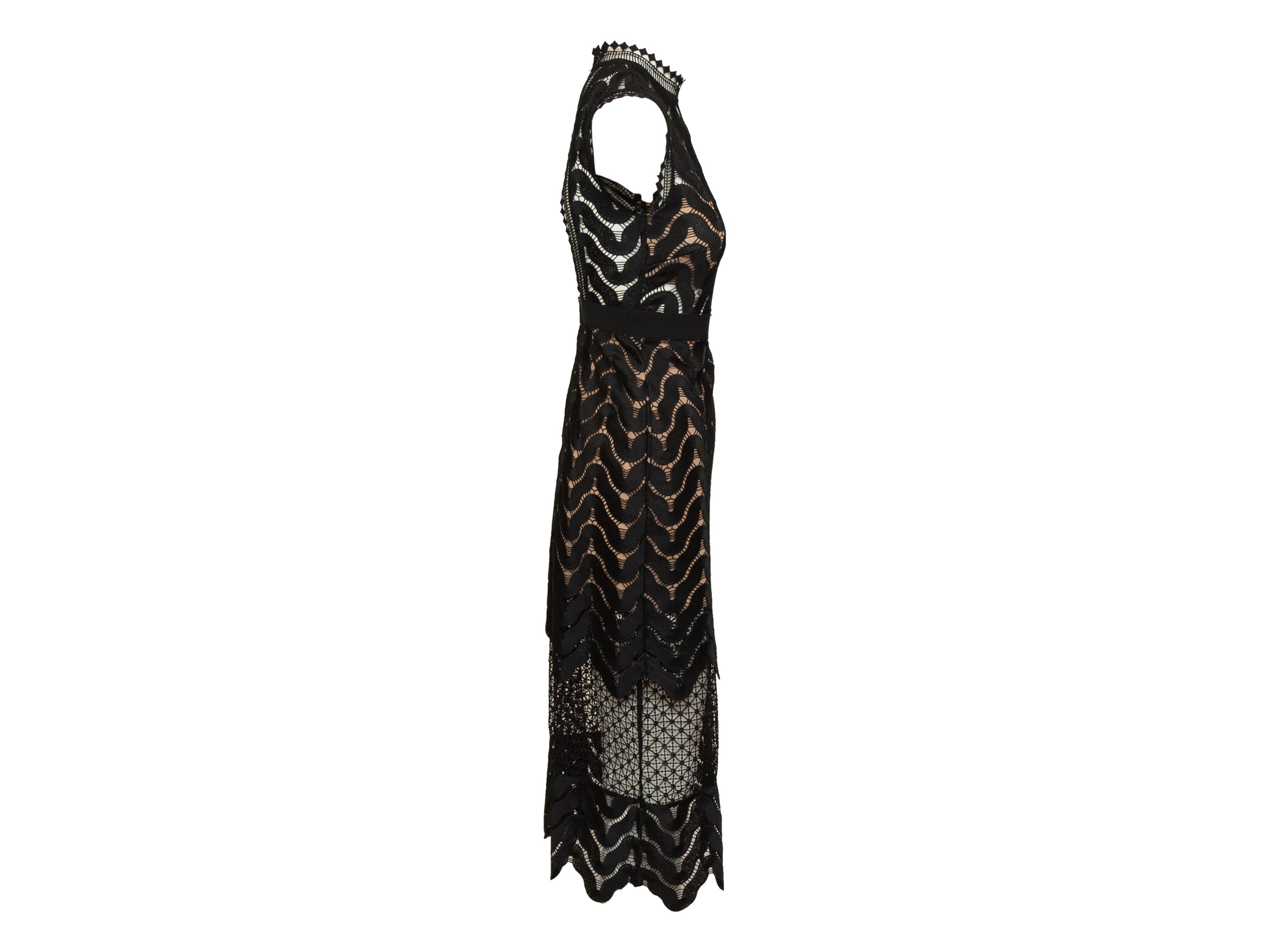 Self-Portrait Black Embroidered Sheer Maxi Dress For Sale at 1stDibs