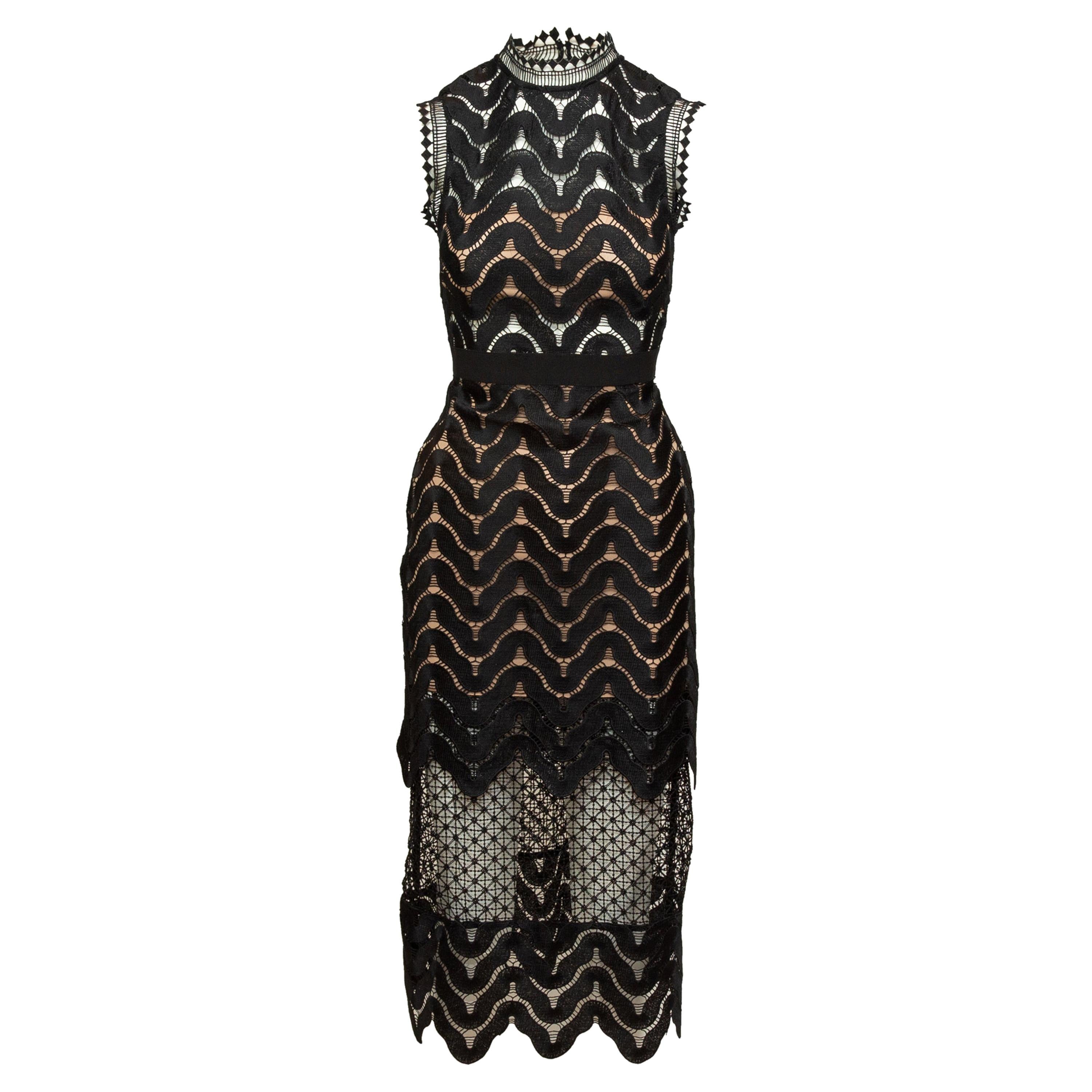 Self-Portrait Black Embroidered Sheer Maxi Dress For Sale at 1stDibs