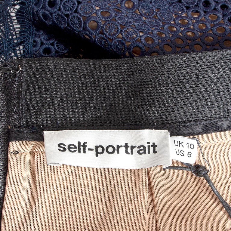 SELF-PORTRAIT blue SOFIA PLEATED GIUPRE LACE Skirt 10 S For Sale at 1stDibs