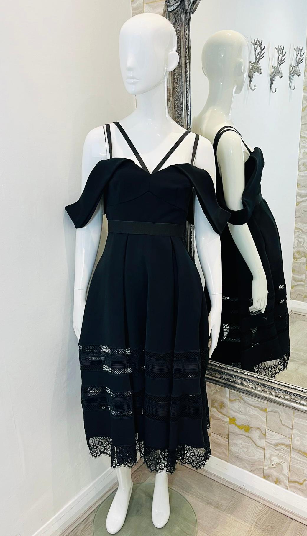 Self-Portrait Drape Shoulder Flared Dress at 1stDibs
