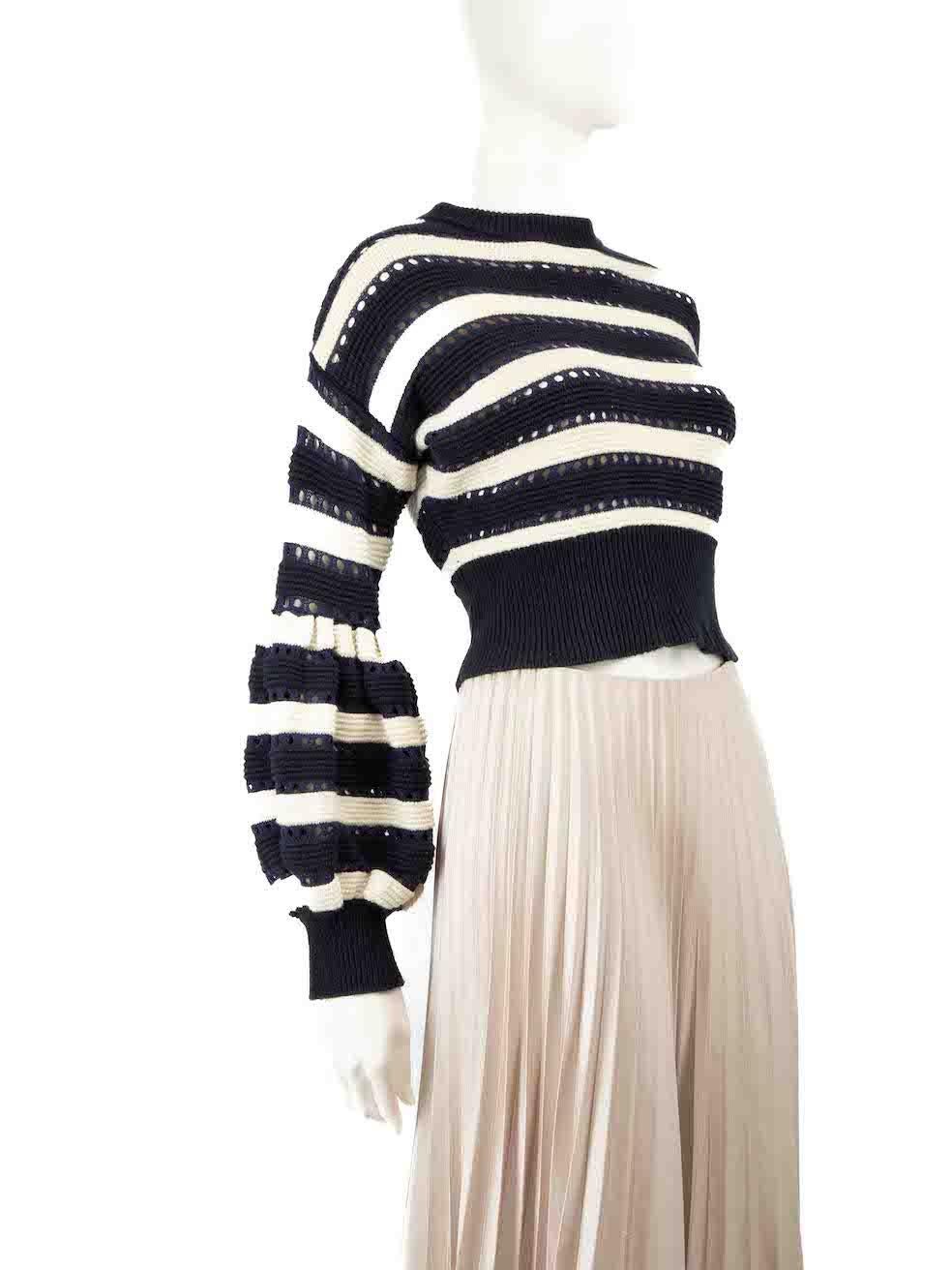 Self-Portrait Stripe Knit Cropped Sweater Size S For Sale at 1stDibs