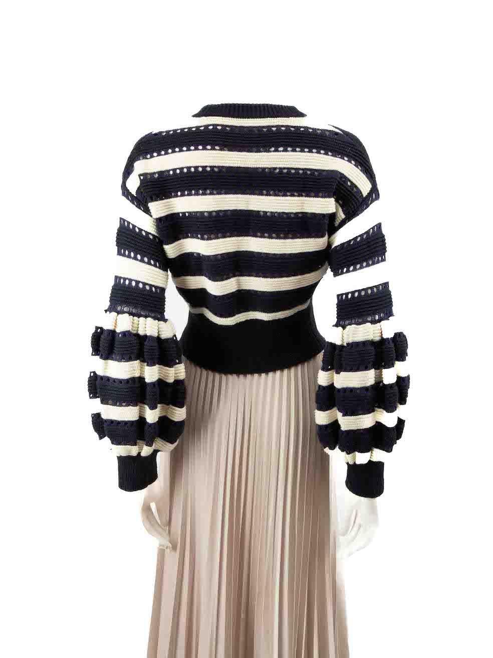 Self-Portrait Stripe Knit Cropped Sweater Size S For Sale at 1stDibs