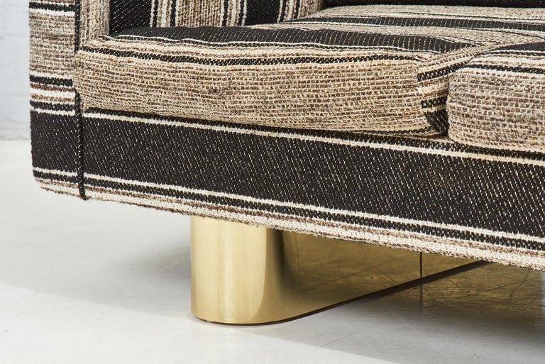Selig 1970's Sofa on Brass Plinth Bases For Sale at 1stDibs