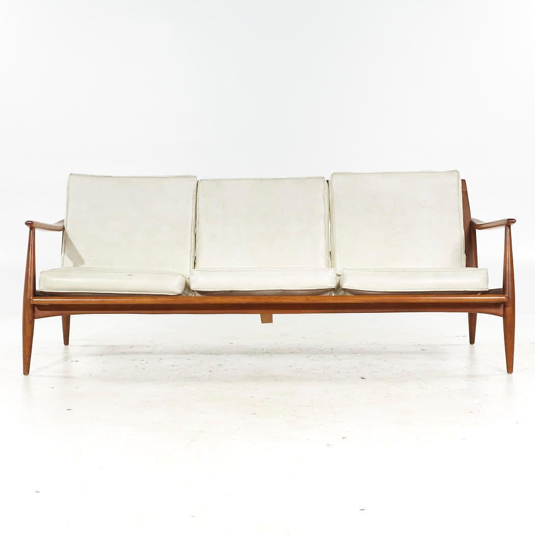Selig Style Mid Century Walnut Sofa For Sale at 1stDibs