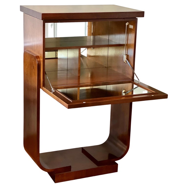 SELVA Italy Art Deco Style Mirrored Bar Cabinet For Sale at 1stDibs
