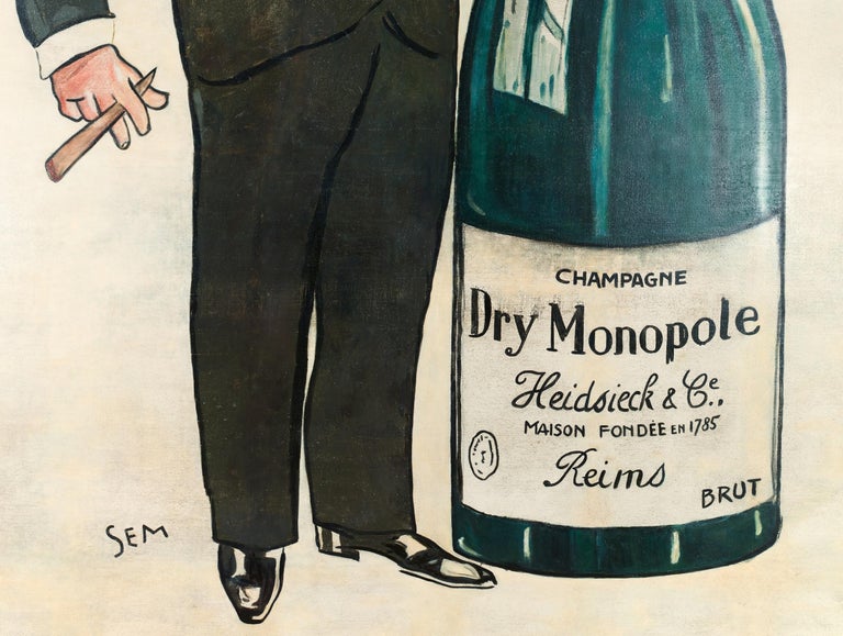 Sem, Monumental Art Deco Oil on Canvas, Champagne Heidsieck Dry ...