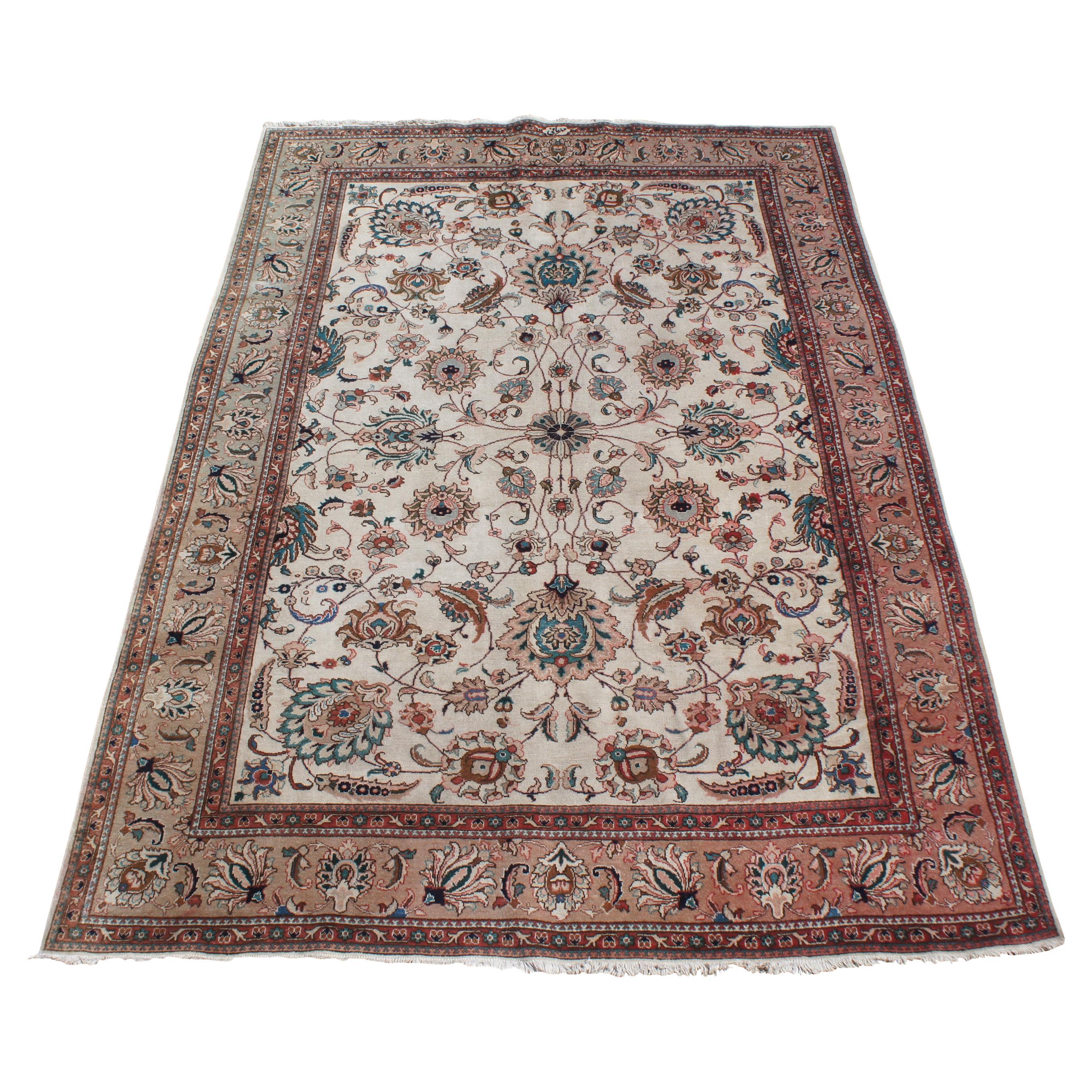 Persian Tabriz Rug with All-Over Floral Design For Sale at 1stDibs