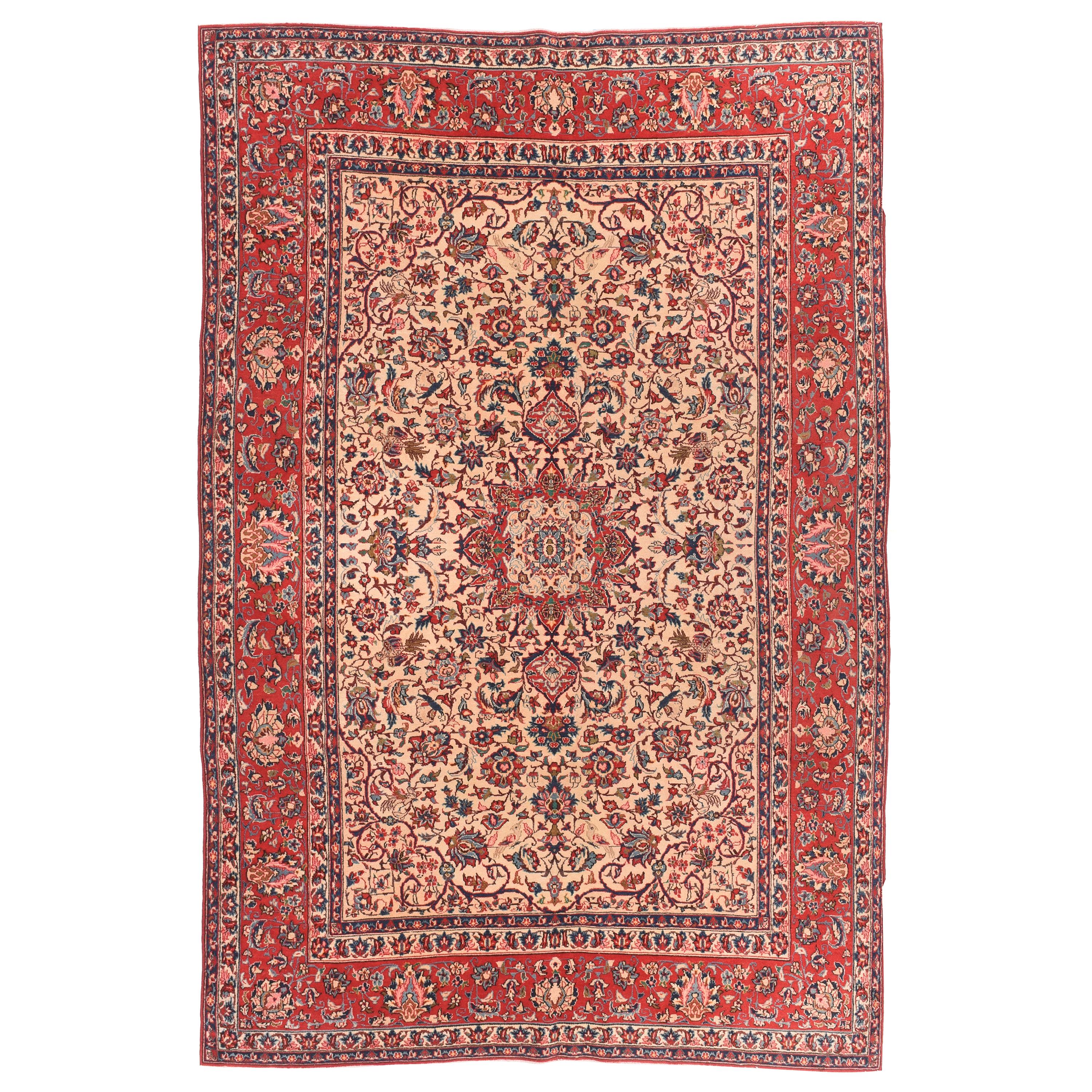Vintage Pictorial Persian Isfahan Rug at 1stDibs