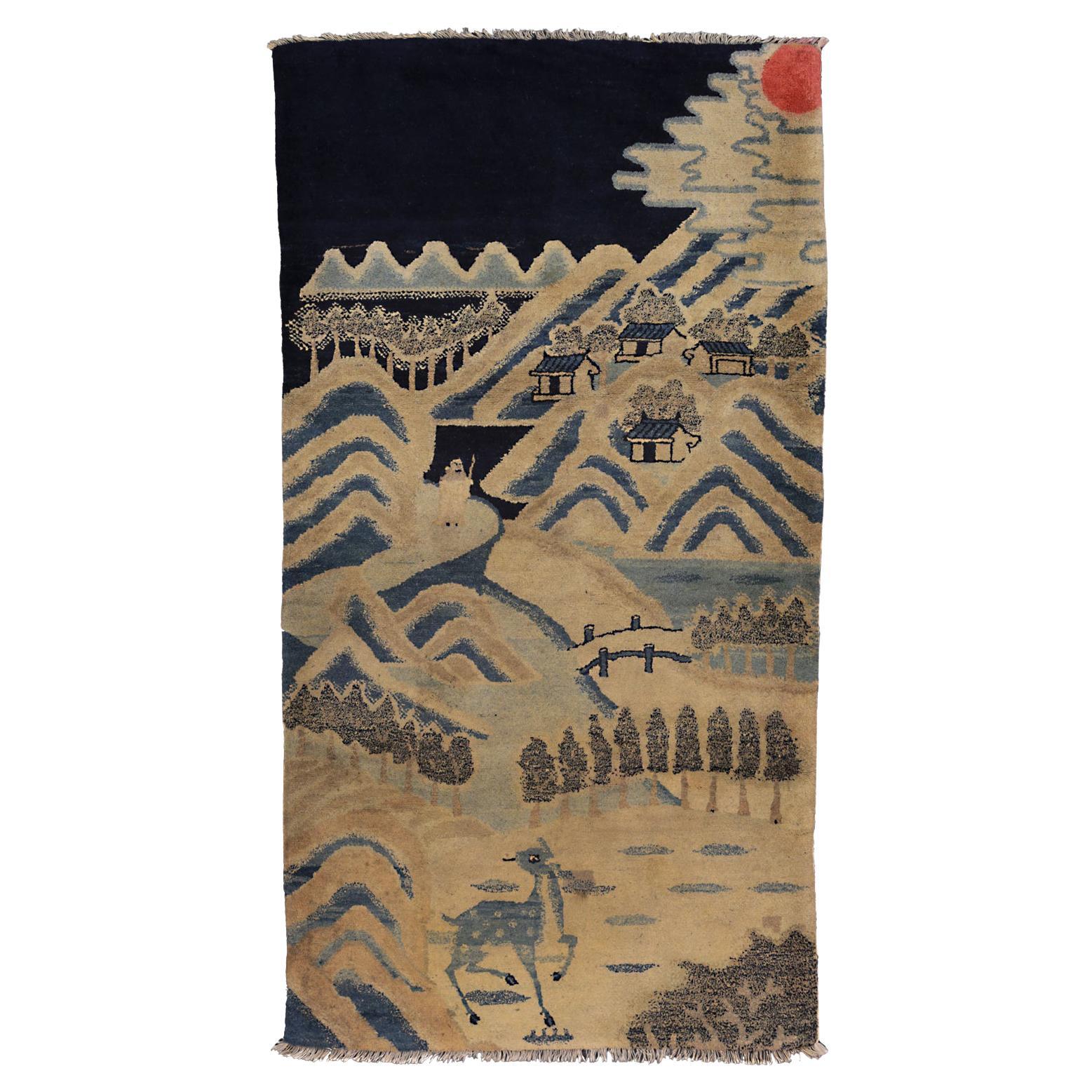 Antique Tibetan Rug with Tiger Design at 1stDibs