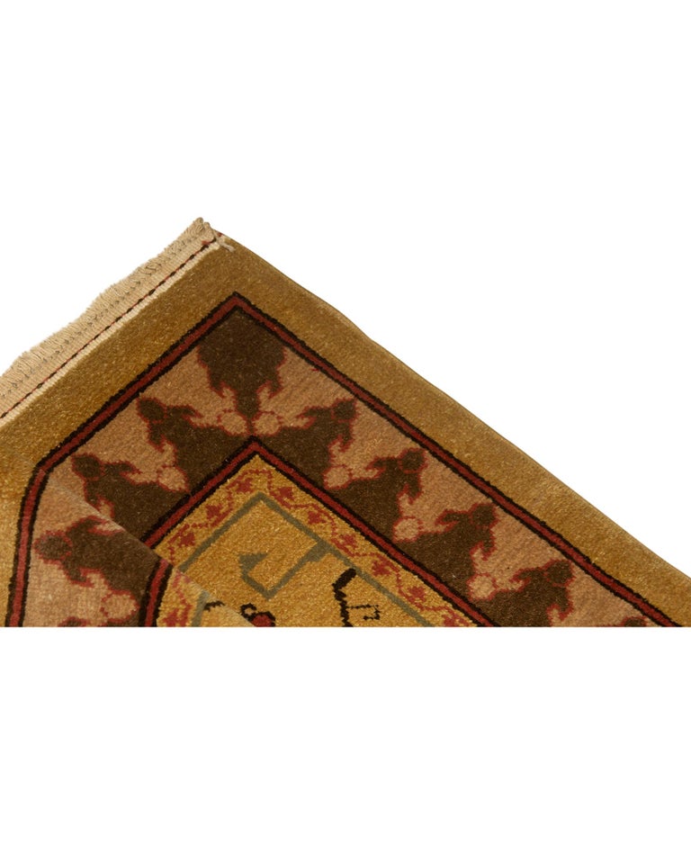 Traditional Handwoven Luxury Wool Semi Antique Gold Rug. For Sale at ...