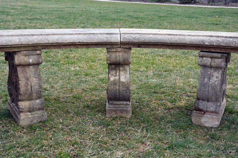 Semi-Circular Stone Bench at 1stDibs
