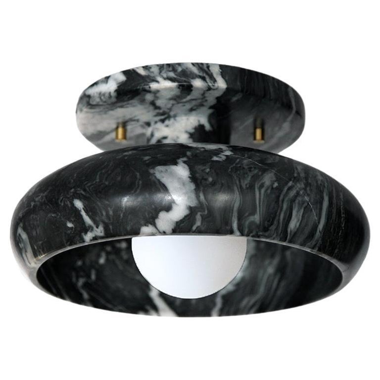 Semi Flush Mount in Hand Carved Grey Marble, Piedra Lighting Collection ...