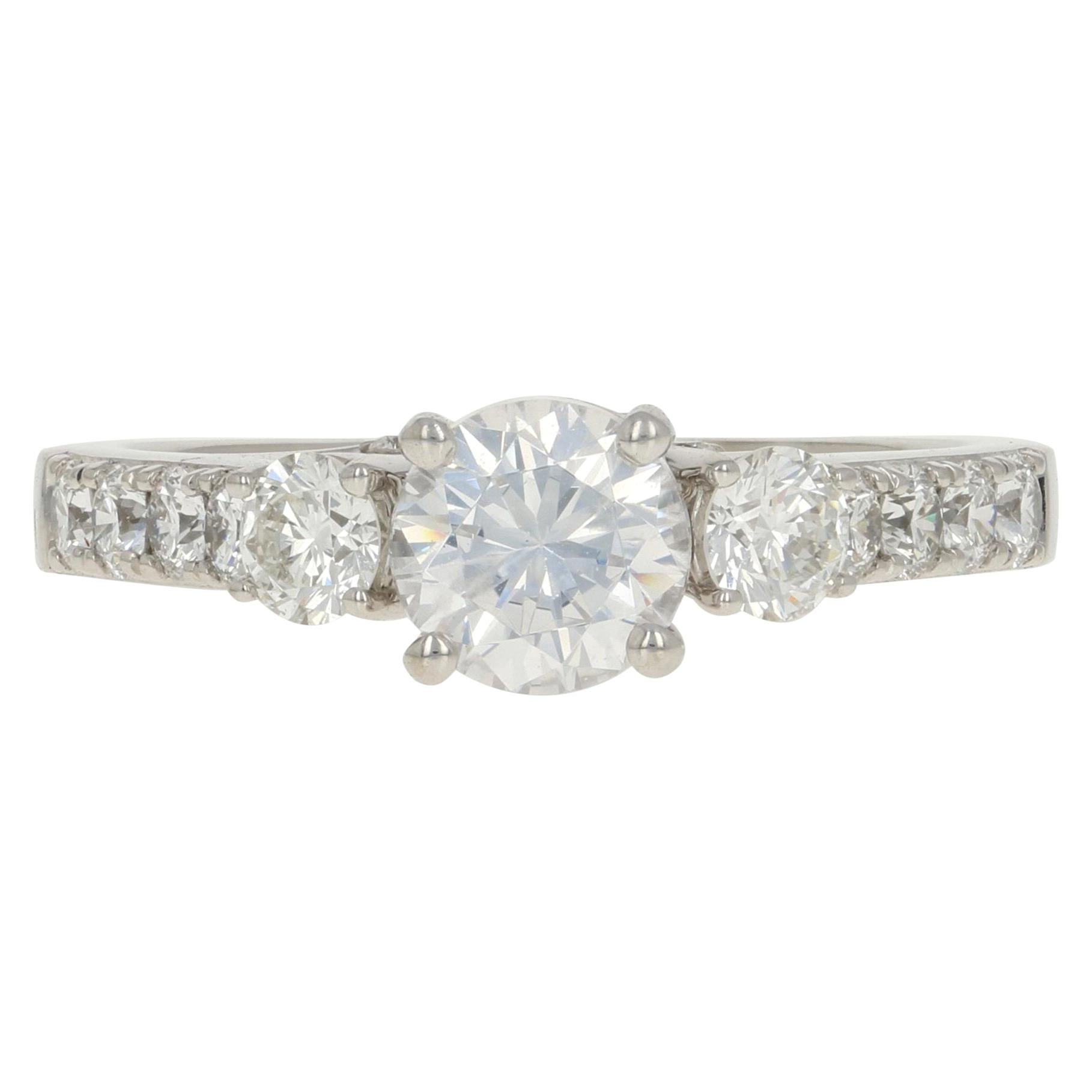 Semi-Mount Engagement Ring, 18 Karat Gold for Center with Baguette ...