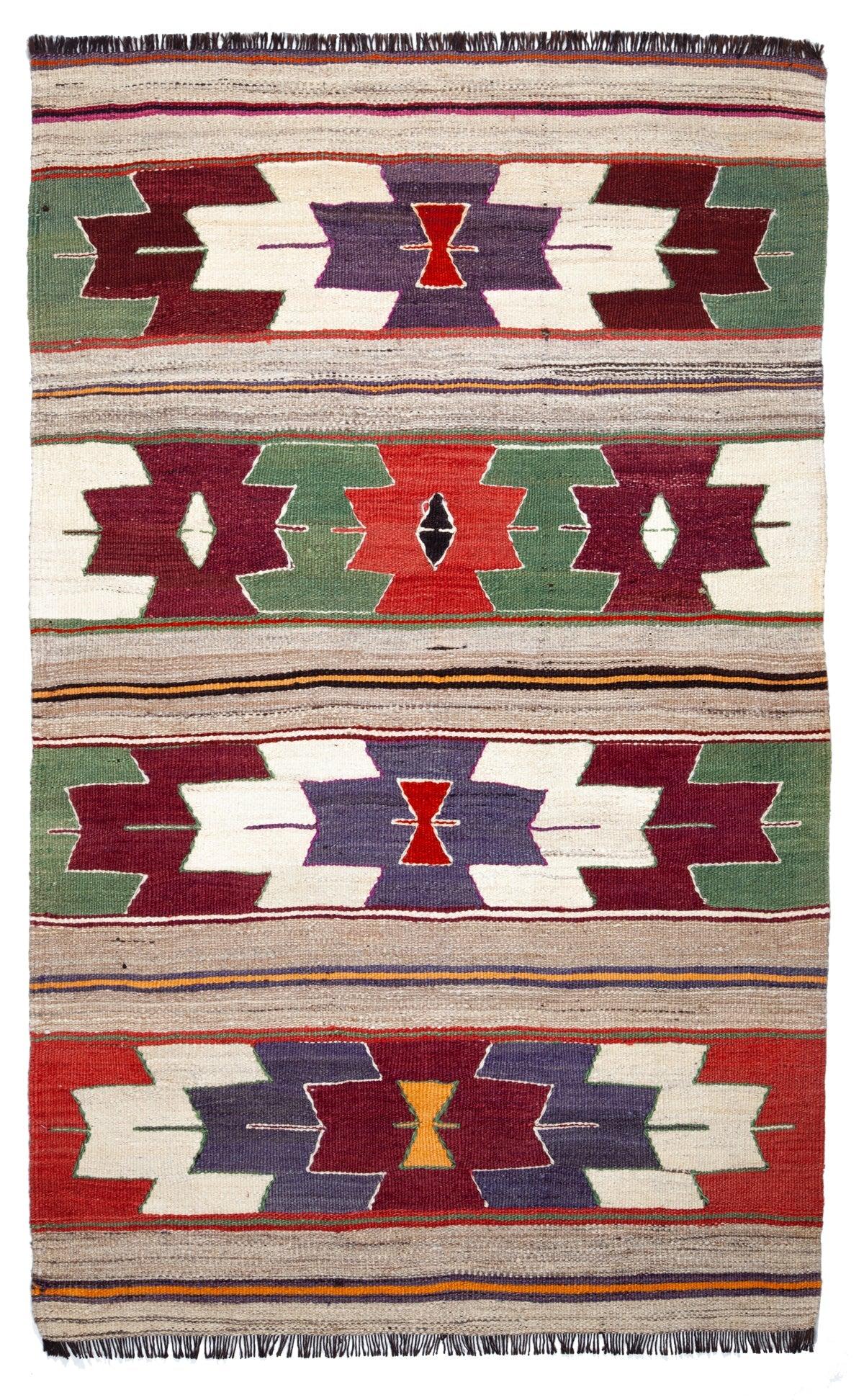 Semi Old Vintage Handwoven Wool Mut Kilim Central Anatolian Rug Turkish ...