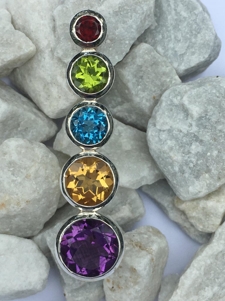 Semi Precious Stones Pendant set In Sterling Silver For Sale at 1stDibs ...