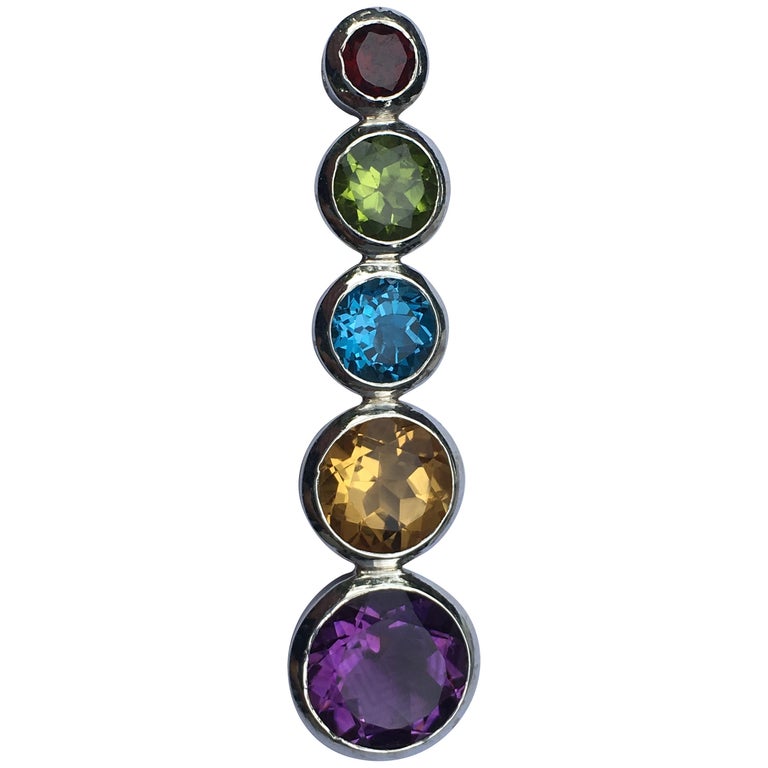 Semi Precious Stones Pendant set In Sterling Silver For Sale at 1stDibs ...