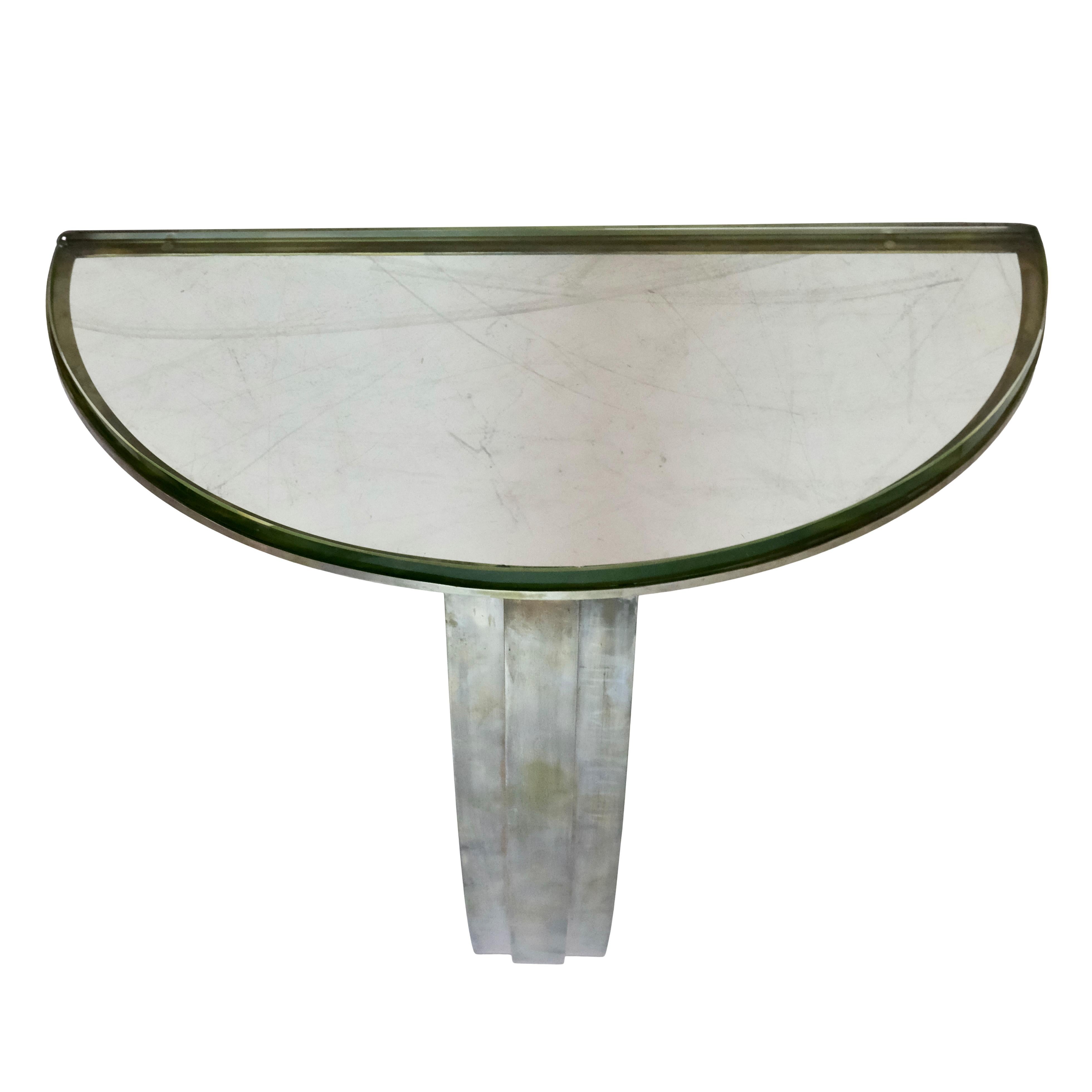 Semicircle 1930s Art Deco Metal Console Table With Original Thick Glass ...