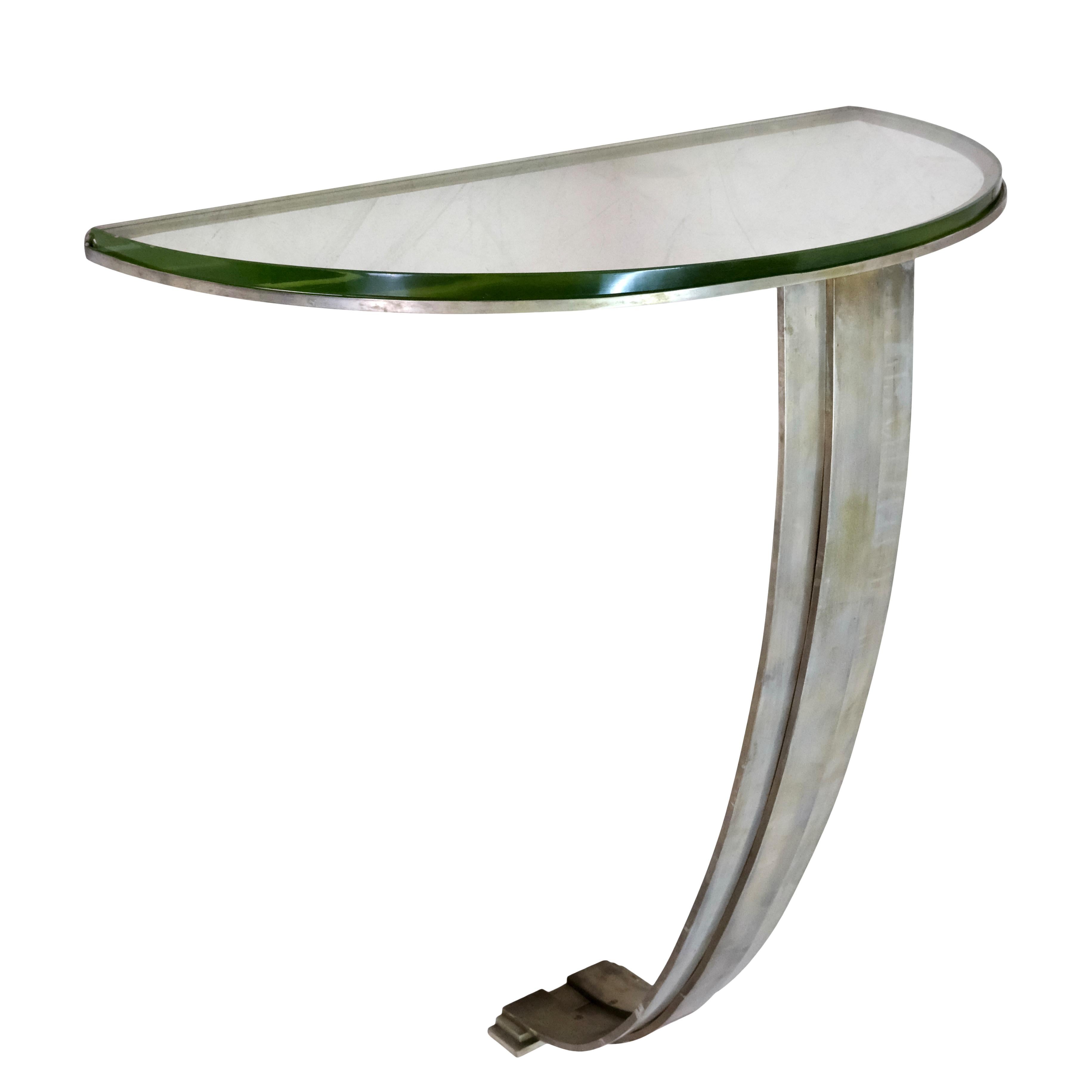 Semicircle 1930s Art Deco Metal Console Table With Original Thick Glass ...