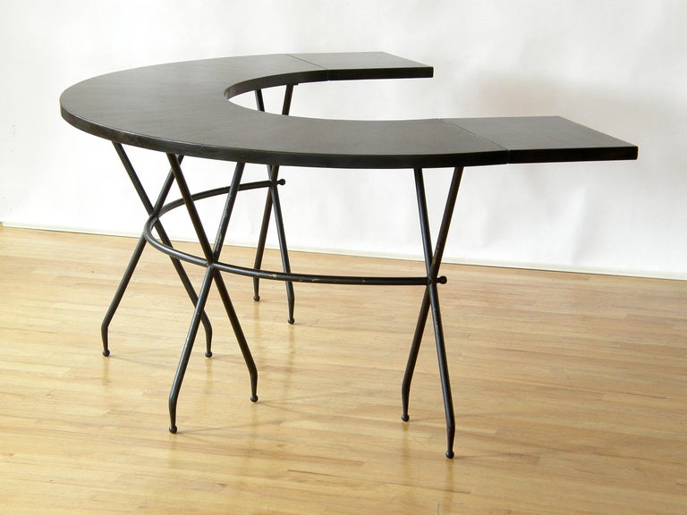 Semicircular Hunt Table Desk by Sarreid with Sculptural Base and Drop ...