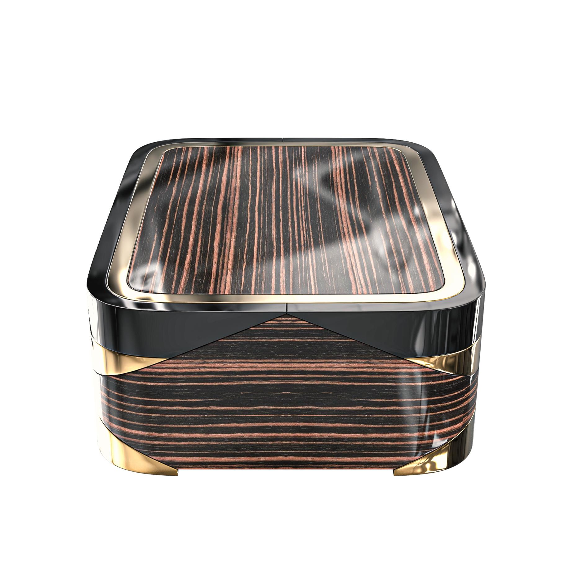 "Semiretta" Coffee Table with Bronze, Polished Ebony, Stainless Steel ...