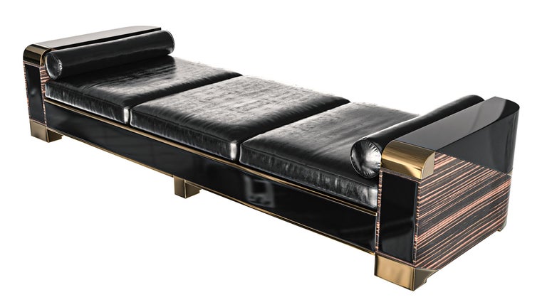 "Semiretta" Daybed with Bronze, Polished Ebony and Stainless Steel ...