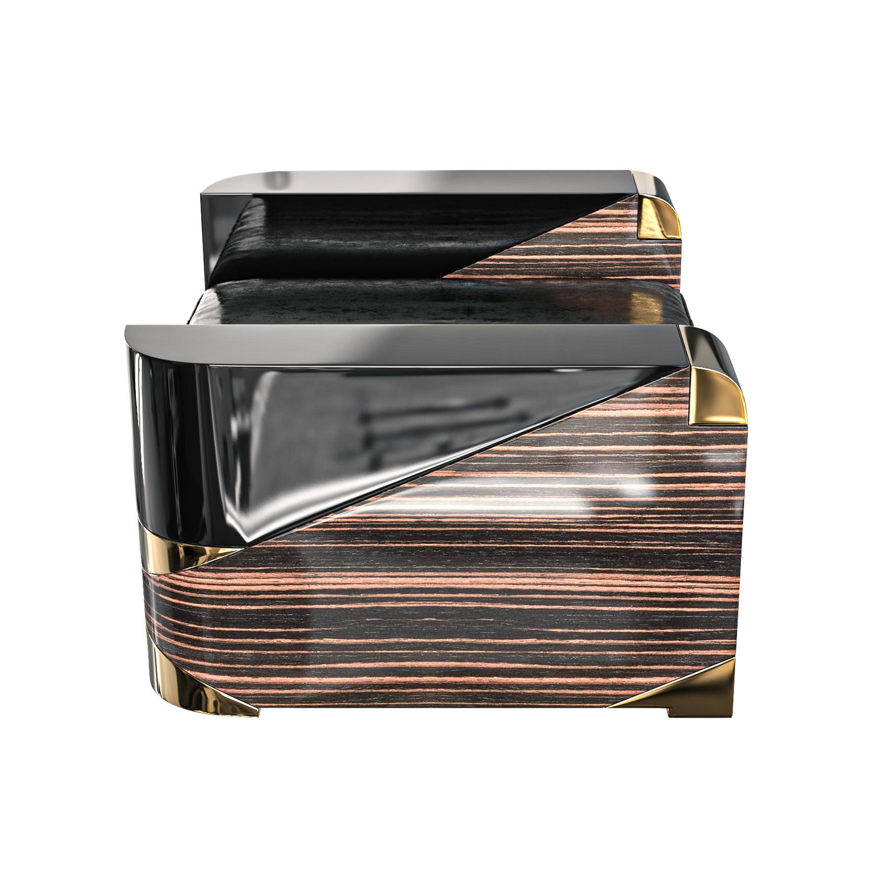 "Semiretta" Ottoman with Bronze, Polished Ebony, Stainless Steel ...