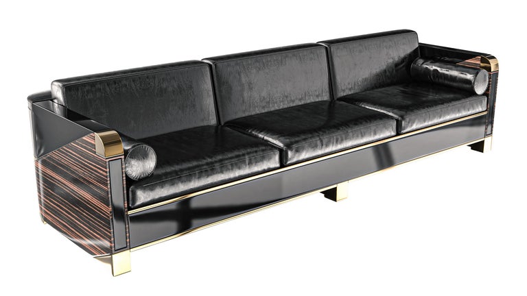 "Semiretta" Sofa with Bronze, Polished Ebony and Stainless Steel ...