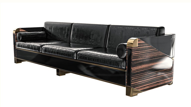 "Semiretta" Sofa with Bronze, Polished Ebony and Stainless Steel ...