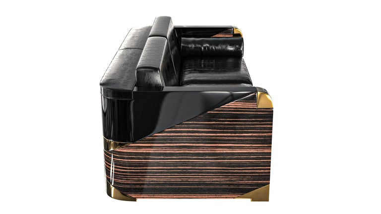 "Semiretta" Sofa with Bronze, Polished Ebony and Stainless Steel ...