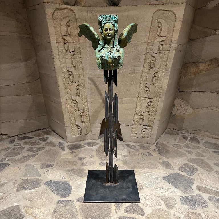 Sensational Greek Sphinx Verdigris Sculpture Female Bronze and Forged ...