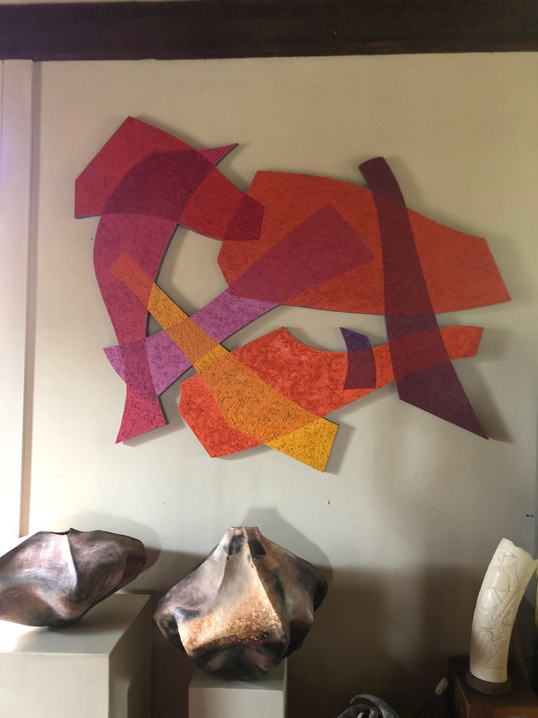 Sensational Large Abstract Cut Out Sculptural Wall Painting For Sale at ...