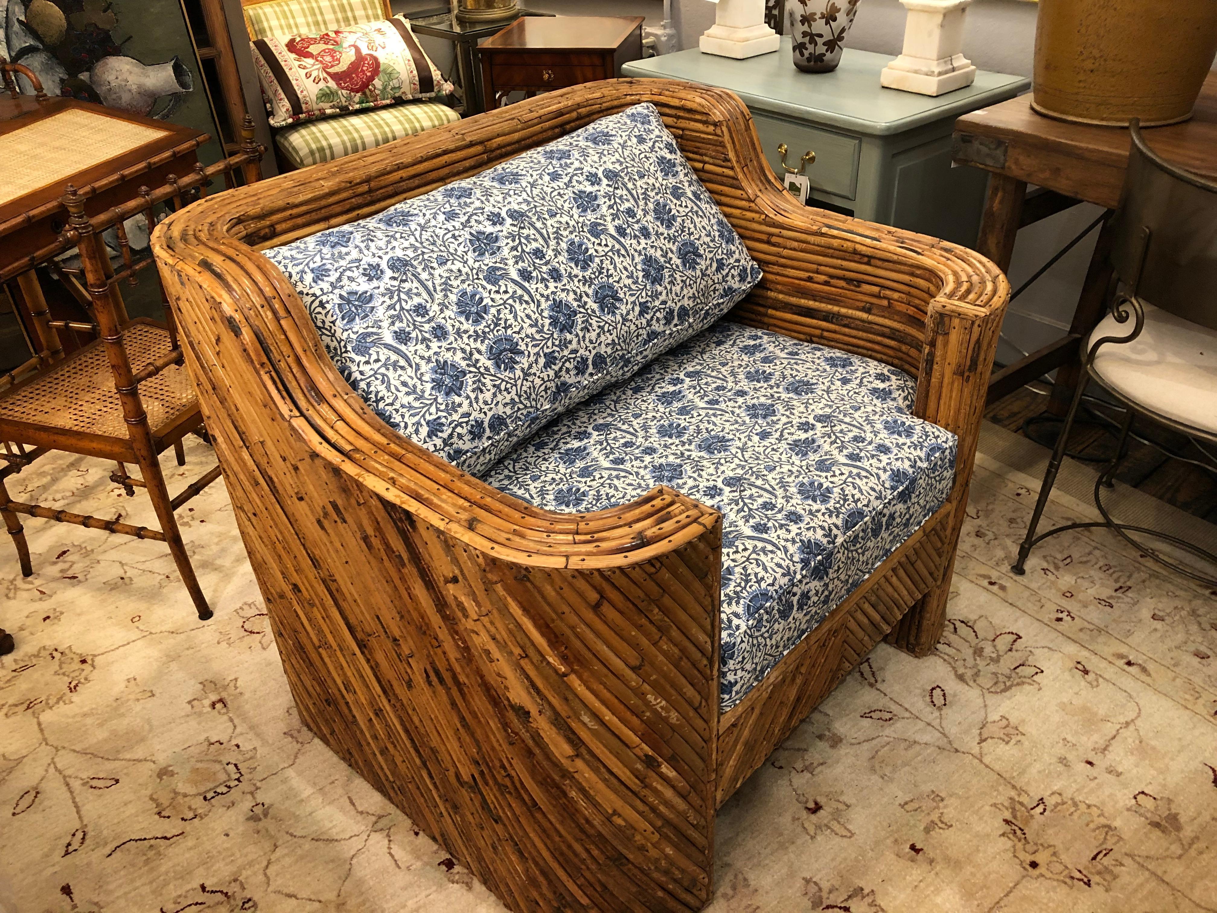 Sensational Large Beautifully Constructed Vintage Split Reed Club Chair ...