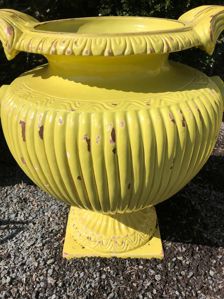 Sensational Pair of Bright Yellow Ceramic Vintage Handled Planter ...