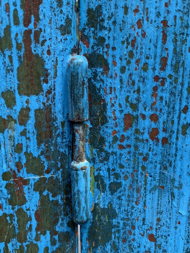 Sensational Turquoise Scrubbed Wood and Caned 3 Panel Screen For Sale ...