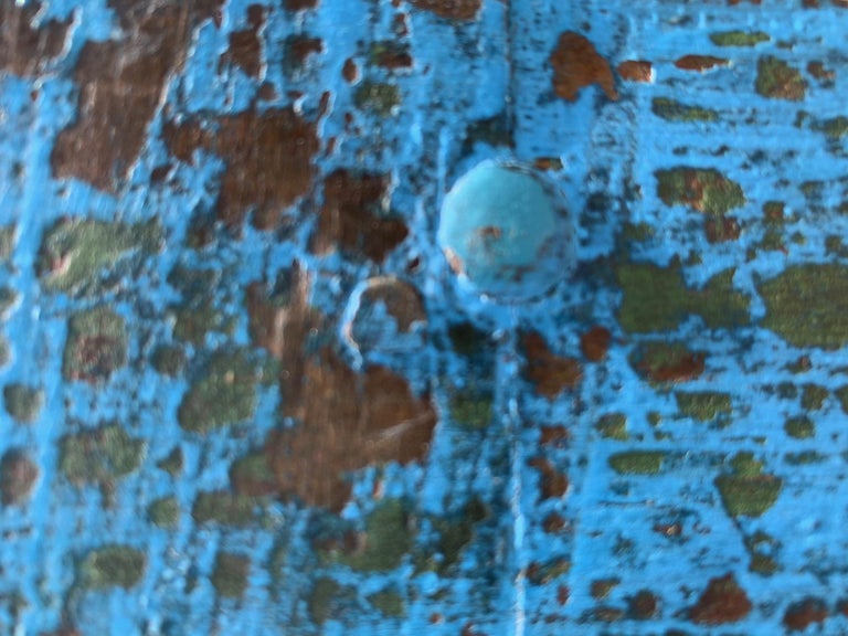 Sensational Turquoise Scrubbed Wood and Caned 3 Panel Screen For Sale ...