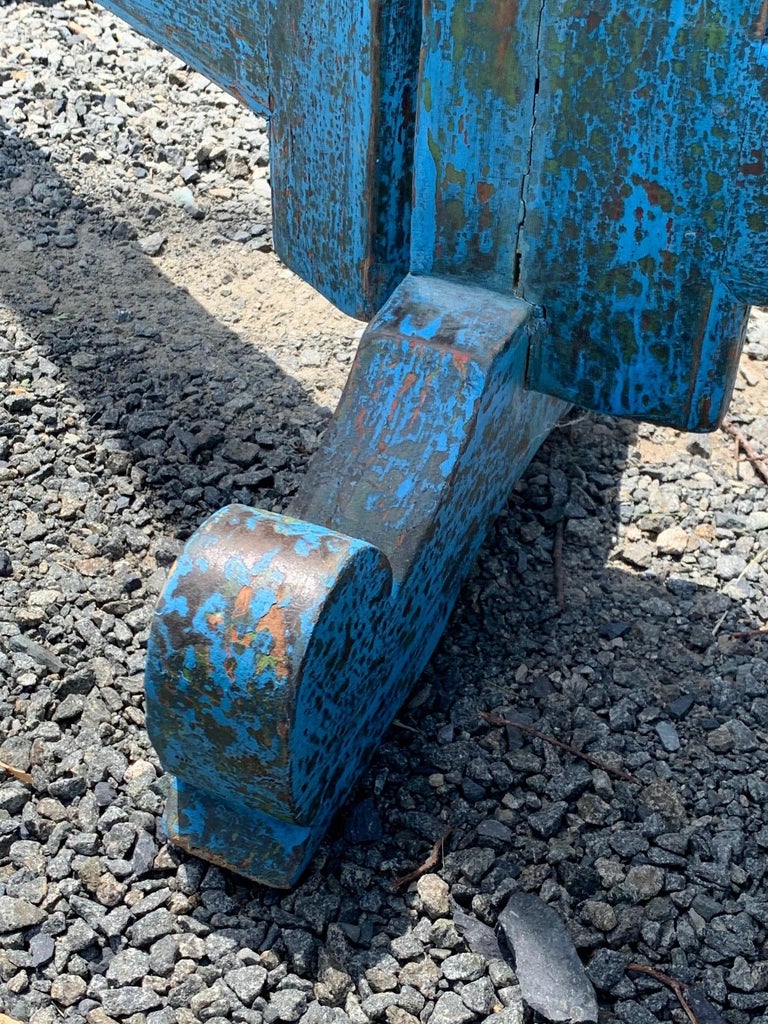 Sensational Turquoise Scrubbed Wood and Caned 3 Panel Screen For Sale ...