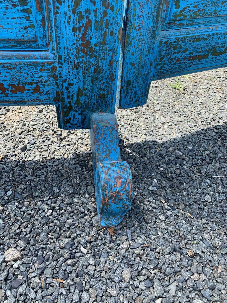 Sensational Turquoise Scrubbed Wood and Caned 3 Panel Screen For Sale ...