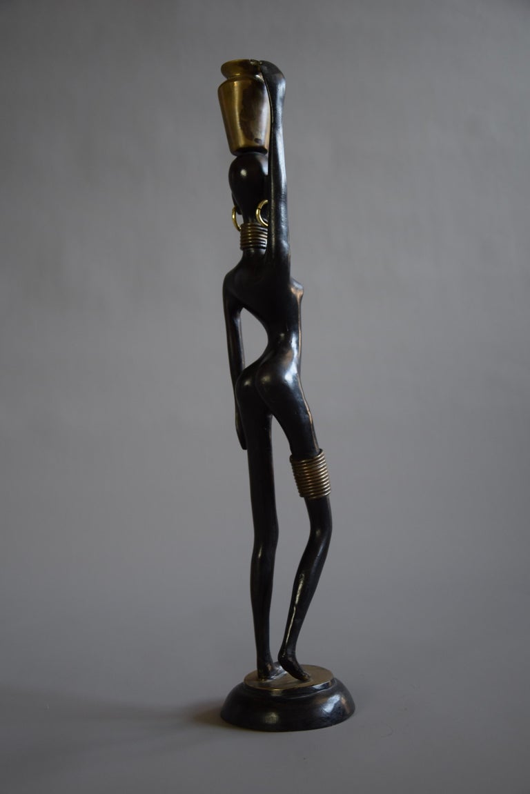 Sensual Mid-Century Modern Female Black and Gold Sculpture at 1stDibs