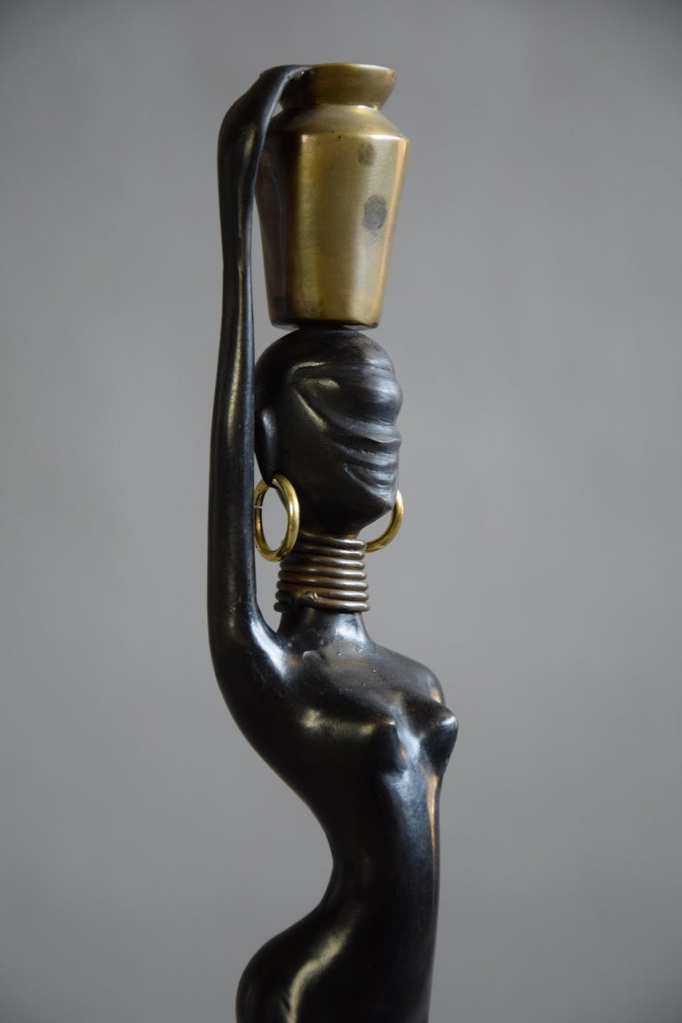 Sensual Mid-Century Modern Female Black and Gold Sculpture at 1stDibs