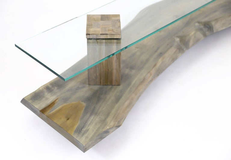 Sentient Maple and Glass Foothills Console in Driftwood Finish For Sale ...