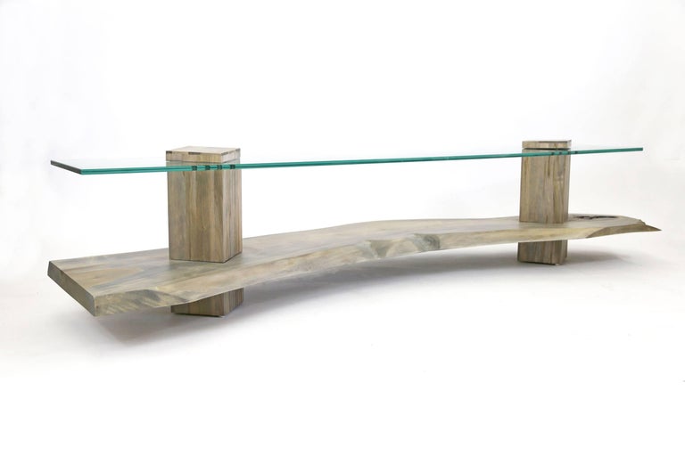 Sentient Maple and Glass Foothills Console in Driftwood Finish For Sale ...