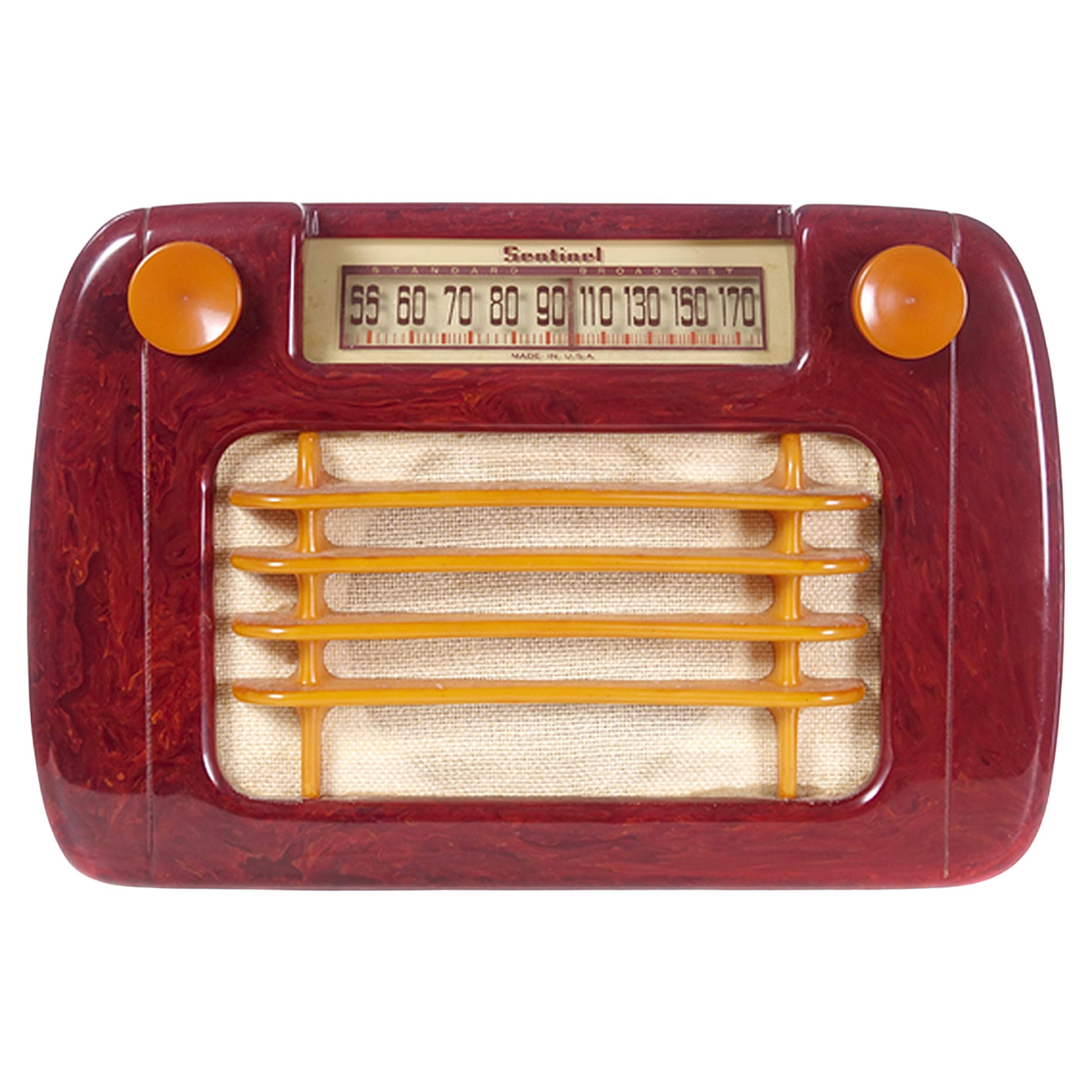 Sentinel 287 “Wavy Grill” Catalin Radio- Oxblood/Butterscotch For Sale ...