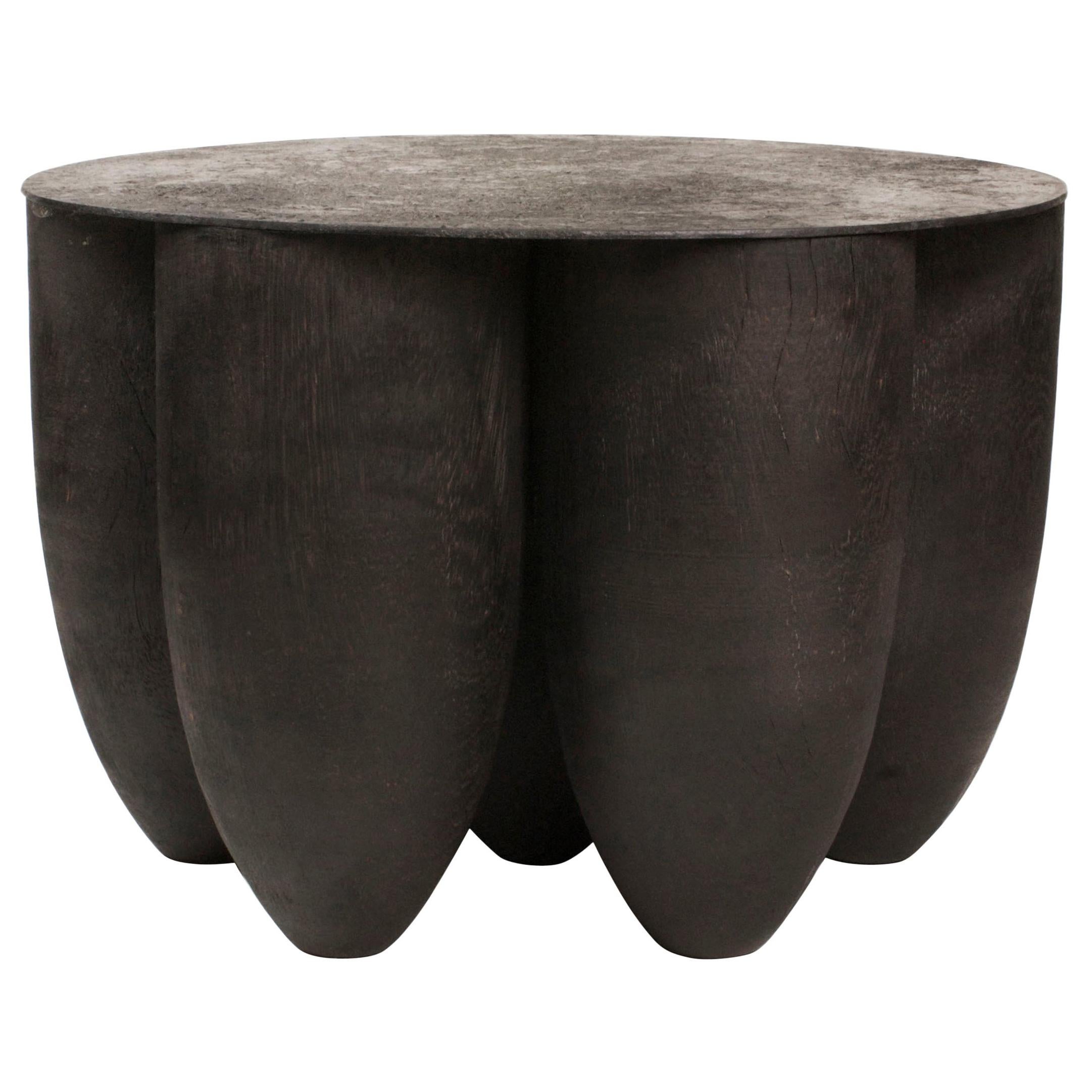 Ad Black Iroko Wood Dining Table, Hand-Sculpted, Signed Arno Declercq ...