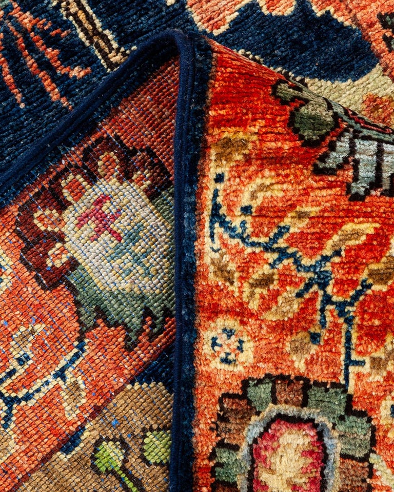 Serapi, One-of-a-kind hand knotted Runner Rug, Blue For Sale at 1stDibs