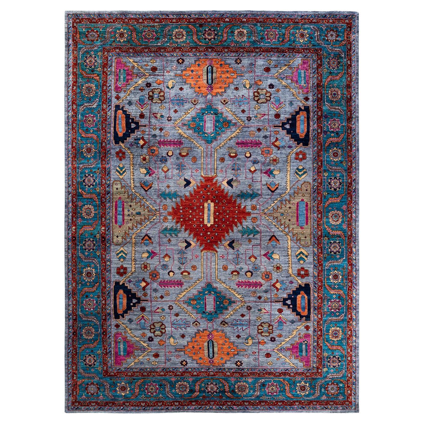 Serapi, One-of-a-Kind Hand Knotted Runner Rug, Light Gray For Sale at ...